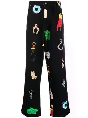 SKY HIGH FARM WORKWEAR High-waisted Graphic-print Jeans