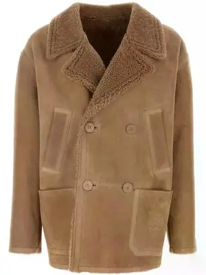 Fendi Double-breasted Shearling Jacket - Brown