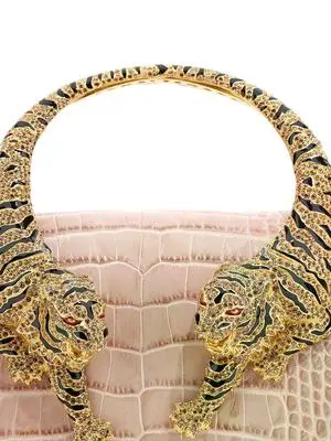 Roberto Cavalli Crocodile-effect Tiger-detail Handbag