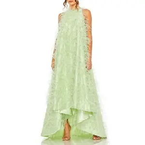Mac Duggal Satin Feather High-low Evening Dress