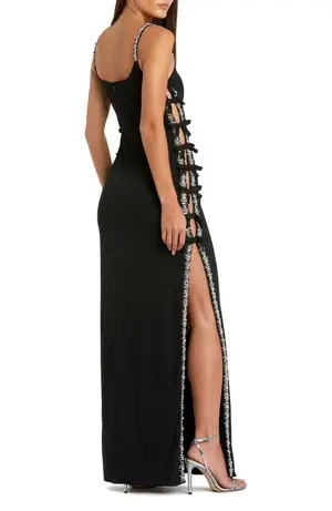 Mac Duggal Scoop Neck Jersey Gown With Embellished Straps