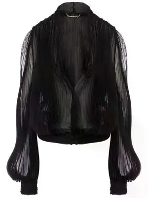 Alberta Ferretti Silk Plissé Blouse