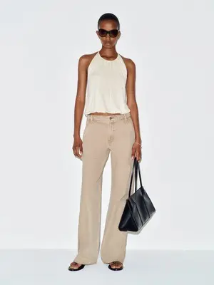 REFORMATION Diego Mid Rise Baggy Utility Jeans - Natural