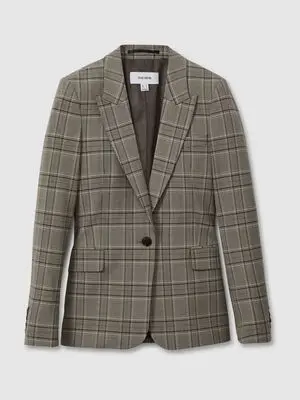 REISS Tamy Checked Slim Fit Suit Blazer