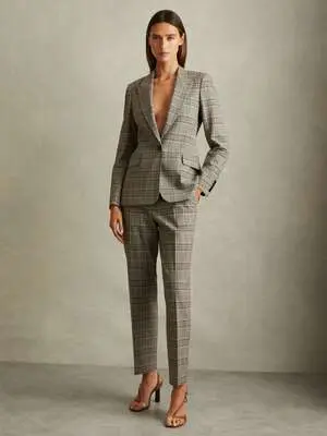 REISS Tamy Checked Slim Fit Suit Blazer