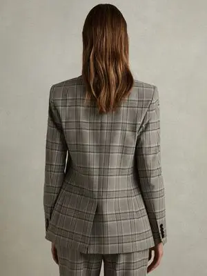 REISS Tamy Checked Slim Fit Suit Blazer