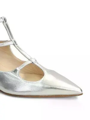 ANNA F. 50mm Leather Pumps - Silver