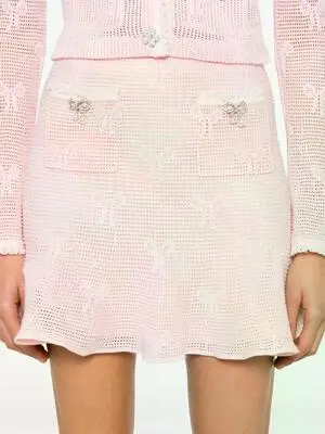 SELF-PORTRAIT Bow-detail Crochet Mini Skirt