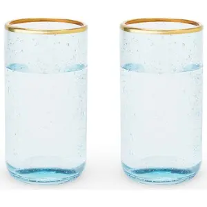 TWINE Aqua Bubble Glass Tumblers Set Of 2 - Blue