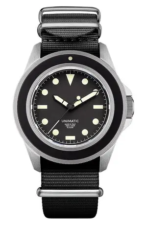 UNIMATIC Classic Nato Strap Watch - Black Steel