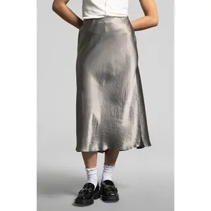 WEEKEND LOS ANGELES Emory Crinkled Satin Midi Skirt - Smokey Olive