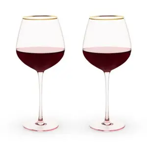 TWINE Rose Crystal Red Wine Glasses Set Of 2 - Pink