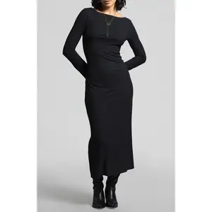 WEEKEND LOS ANGELES Angelina Long Sleeve Rib Maxi Dress - Black