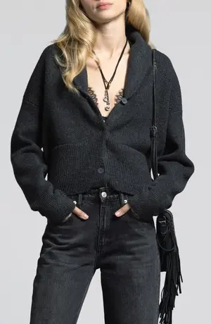 WEEKEND LOS ANGELES Candice Shawl Collar Cardigan - Ebony