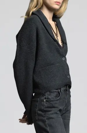 WEEKEND LOS ANGELES Candice Shawl Collar Cardigan - Ebony