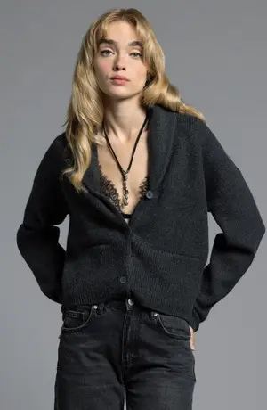 WEEKEND LOS ANGELES Candice Shawl Collar Cardigan - Ebony