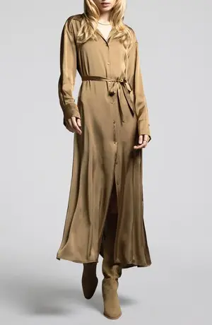 WEEKEND LOS ANGELES Yves Long Sleeve Shirtdress - Bronze