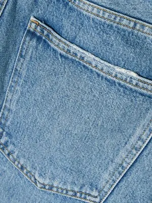 AGOLDE V-waist Frayed Denim Mini Skirt