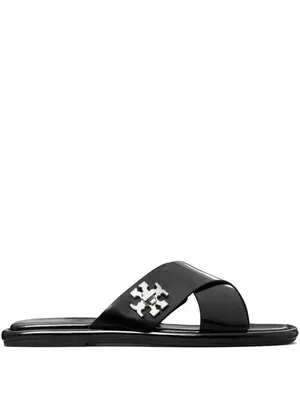 Tory Burch Leather Slides - Black
