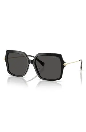 Michael Kors 55mm Square Sunglasses - Black / Amber Tortoise / Grey
