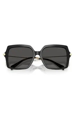 Michael Kors 55mm Square Sunglasses - Black / Amber Tortoise / Grey