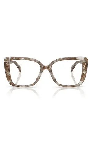 Tory Burch 53mm Square Optical Glasses - Brown Tortoise