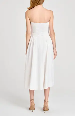 WAYF Giulia Strapless Linen-blend Midi Sundress - Ivory
