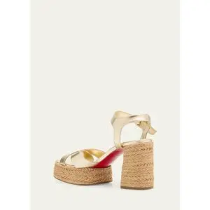 CHRISTIAN LOUBOUTIN 70mm Calakala Metallic Crisscross Platform Sandals