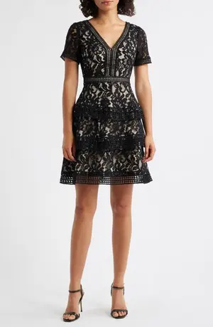 Eliza J Lace Tiered Dress