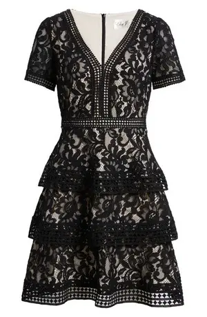 Eliza J Lace Tiered Dress
