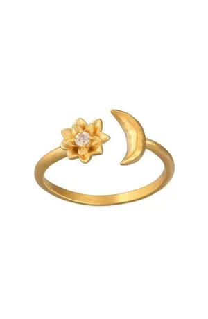 SATYA JEWELRY Lotus Moon Ring - Gold