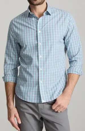 UNTUCKIT Fairchild Plaid Wrinkle Free Cotton Button-up Shirt - Green