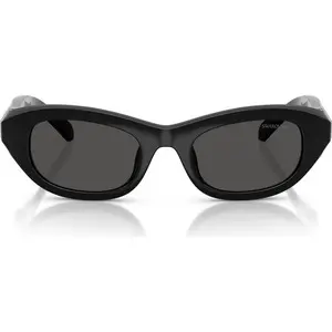 SWAROVSKI 50mm Small Pillow Sunglasses - Black / Dark Grey
