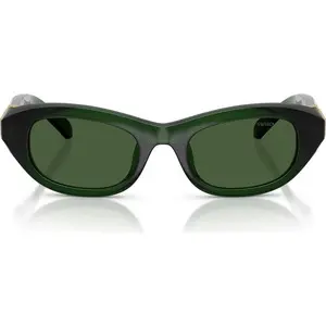 SWAROVSKI 50mm Small Pillow Sunglasses - Milky Dark Green / Dark Green