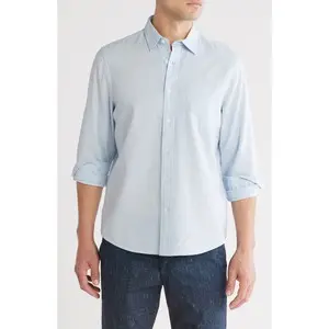 14TH & UNION Solid Linen Blend Button-up Shirt - Blue Skyway