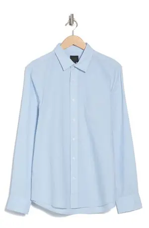14TH & UNION Solid Linen Blend Button-up Shirt - Blue Skyway