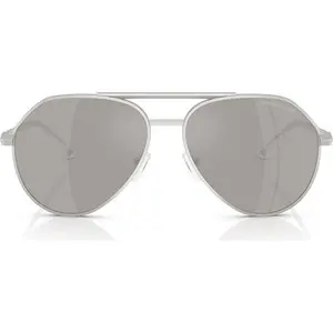 Michael Kors 60mm Pilot Sunglasses - Matte Silver / Silver Mirror