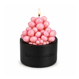 SOUTHLAKE GIFTS Pink Succulent Candle In Concrete Vessel - Pink Moonstones