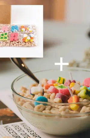 SOUTHLAKE GIFTS Lucky Charms Candle - Cereal Candle + Extra Cereal