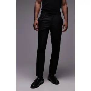 Topman Skinny Fit Textured Trousers - Black