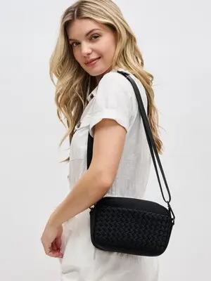 SOL AND SELENE Inspiration Woven Crossbody Bag - Black