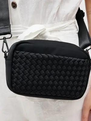 SOL AND SELENE Inspiration Woven Crossbody Bag - Black