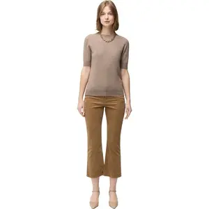 GOBI MONGOLIAN CASHMERE Crew Neck Cashmere Top - Taupe