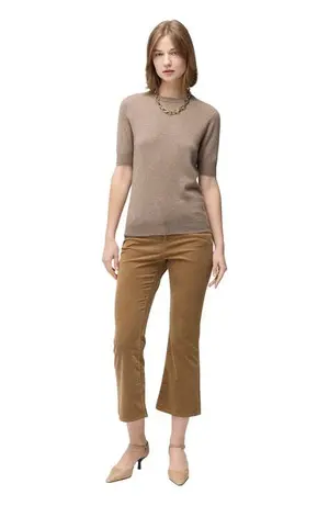 GOBI MONGOLIAN CASHMERE Crew Neck Cashmere Top - Taupe