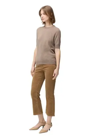 GOBI MONGOLIAN CASHMERE Crew Neck Cashmere Top - Taupe