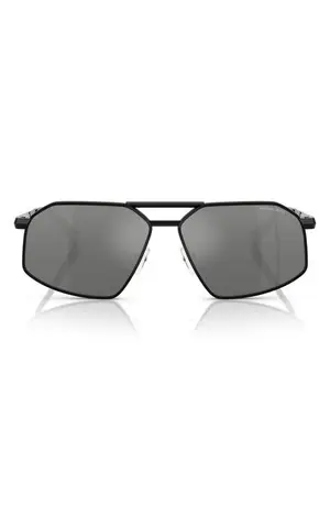 Michael Kors Michael Kors 60mm Irregular Sunglasses Black Shiny / Silver Flash