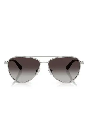 SWAROVSKI 59mm Pilot Sunglasses - Silver/gradient Grey