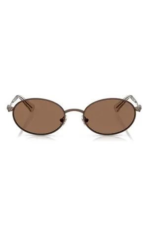 SWAROVSKI 53mm Oval Sunglasses - Brown / Dark Brown