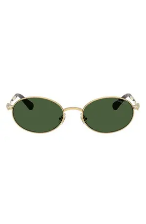 SWAROVSKI Swarovski 53mm Oval Sunglasses Gold /dark Green