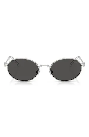 SWAROVSKI Swarovski 53mm Oval Sunglasses Silver /dark Grey